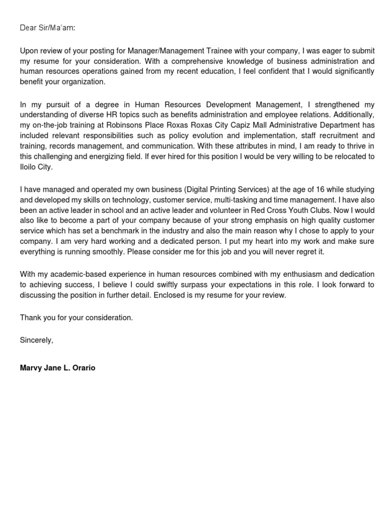 Resume Management Trainee Iloilo | PDF | Human Resource Management ...