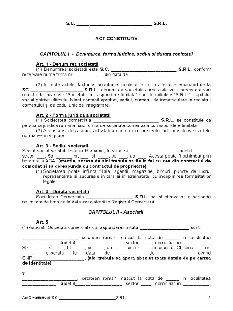 Act Constitutiv Firma | PDF