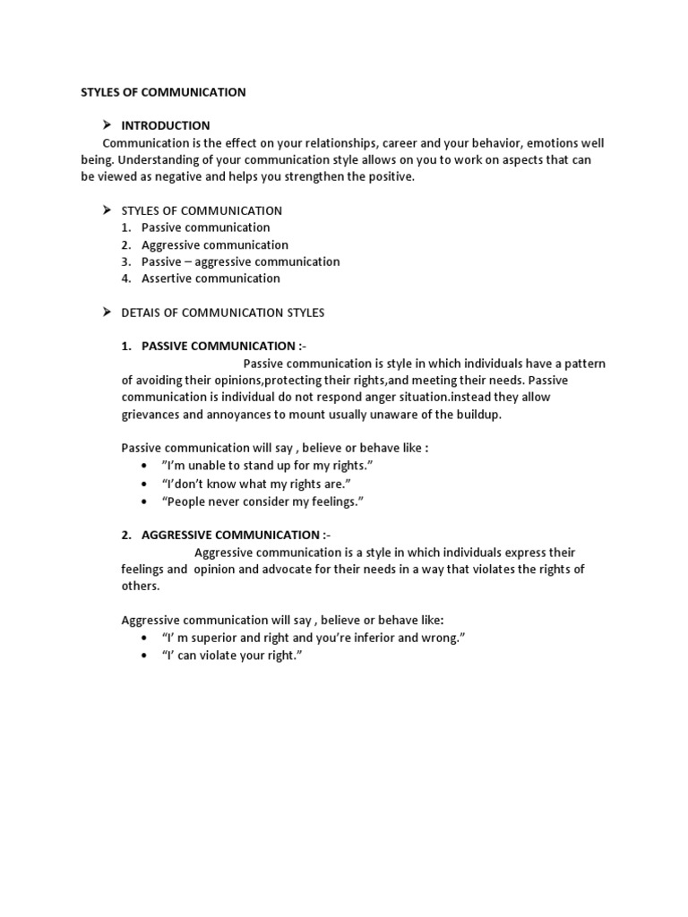 Communication Styles Explained | PDF