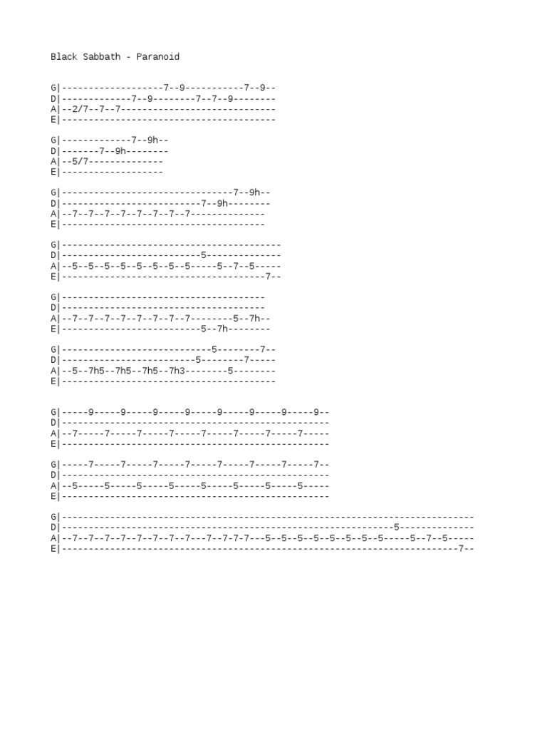 Black Sabbath - Paranoid Tab | PDF
