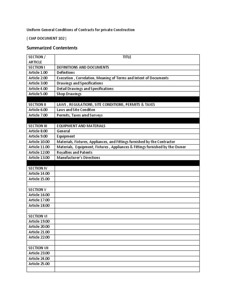 Uniform General Conditions of Contract For Private Construction | PDF ...