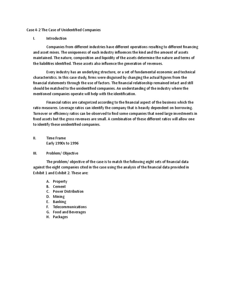 The Case of Unidentified Companies - Intro, TF, Problem | PDF