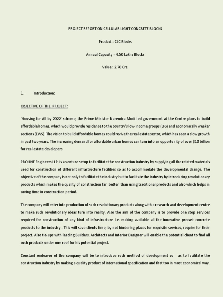 CLC Project Report | PDF | Brick | Concrete