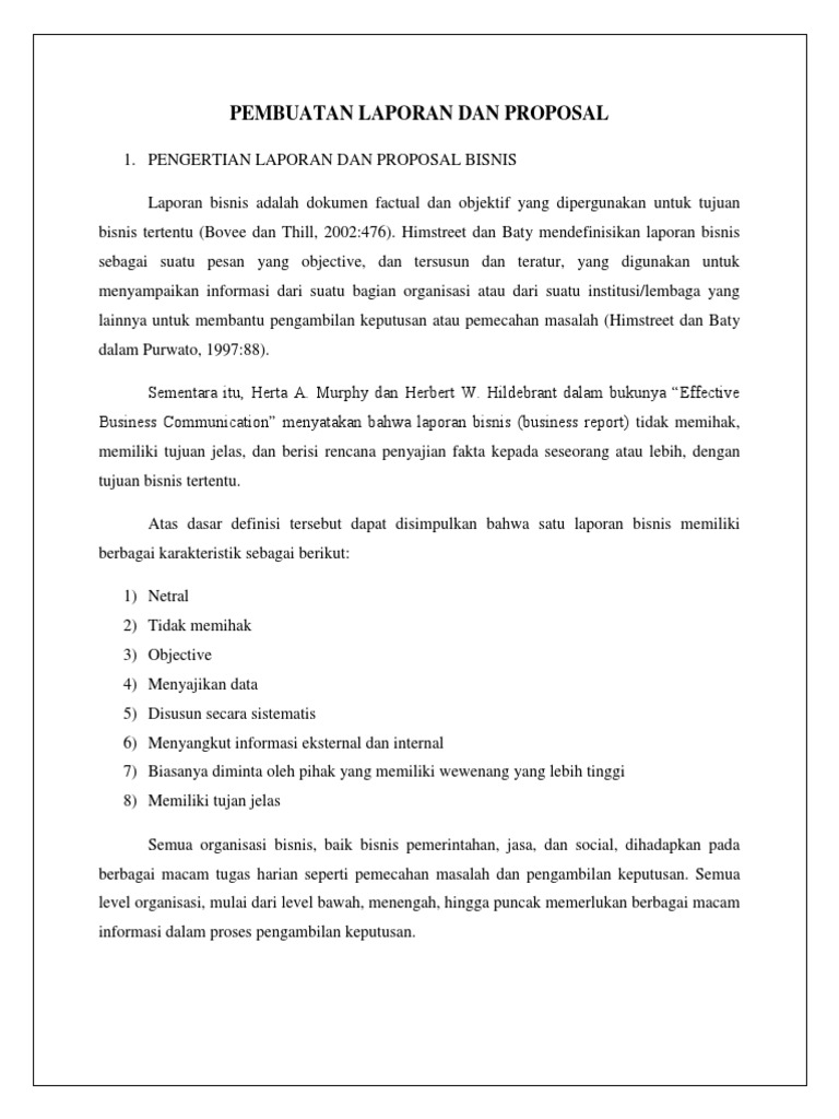 Memahami Laporan dan Proposal Bisnis | PDF