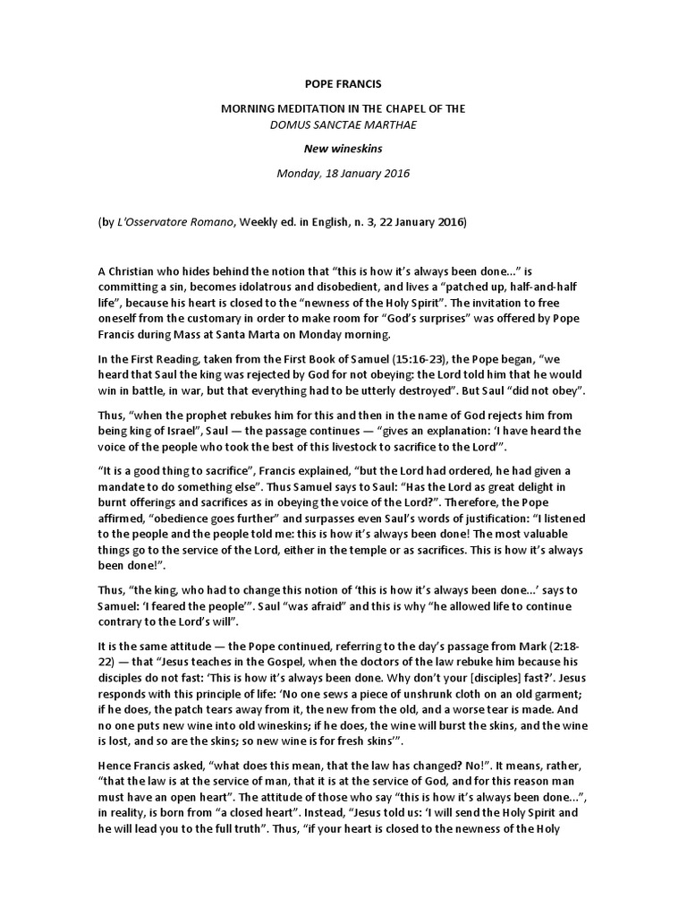 Pope Francis Meditation | PDF | Saul | Pope Francis