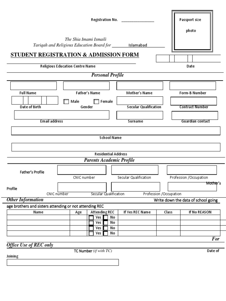 Student Registration & Admission Form: The Shia Imami Ismaili Tariqah ...