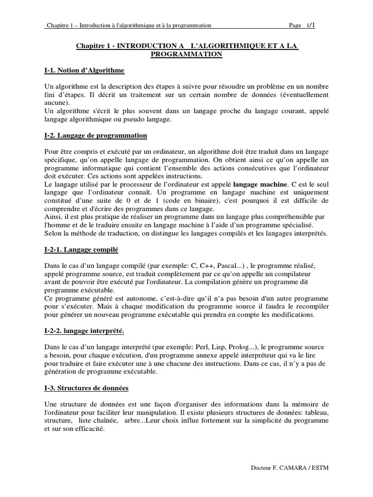 Introduction à l'algorithmique et programmation | PDF | Langage de programmation | Programme ...