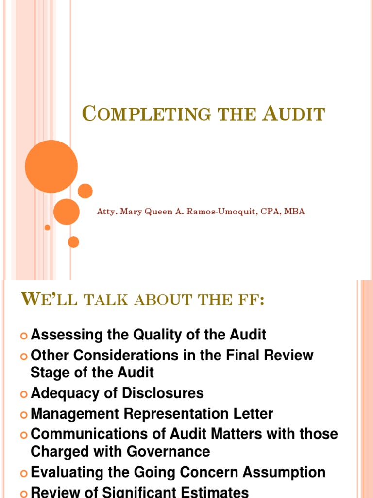 Completing The Audit | Télécharger gratuitement PDF | Going Concern | Auditor's Report