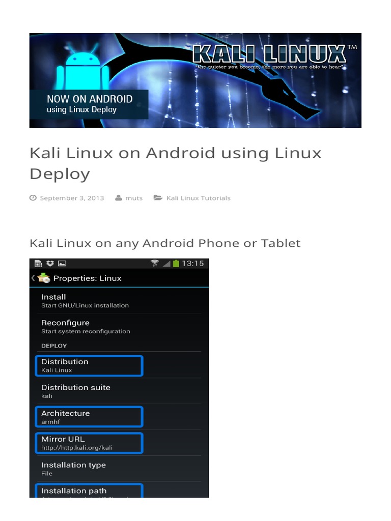 Kali Linux On Android Using Linux Deploy Kali Linux Pdf Android Operating System Linux 7274