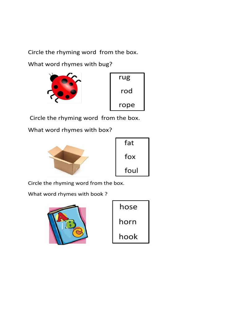 Circle The Rhyming Word From The Box | PDF | Language Arts & Discipline ...