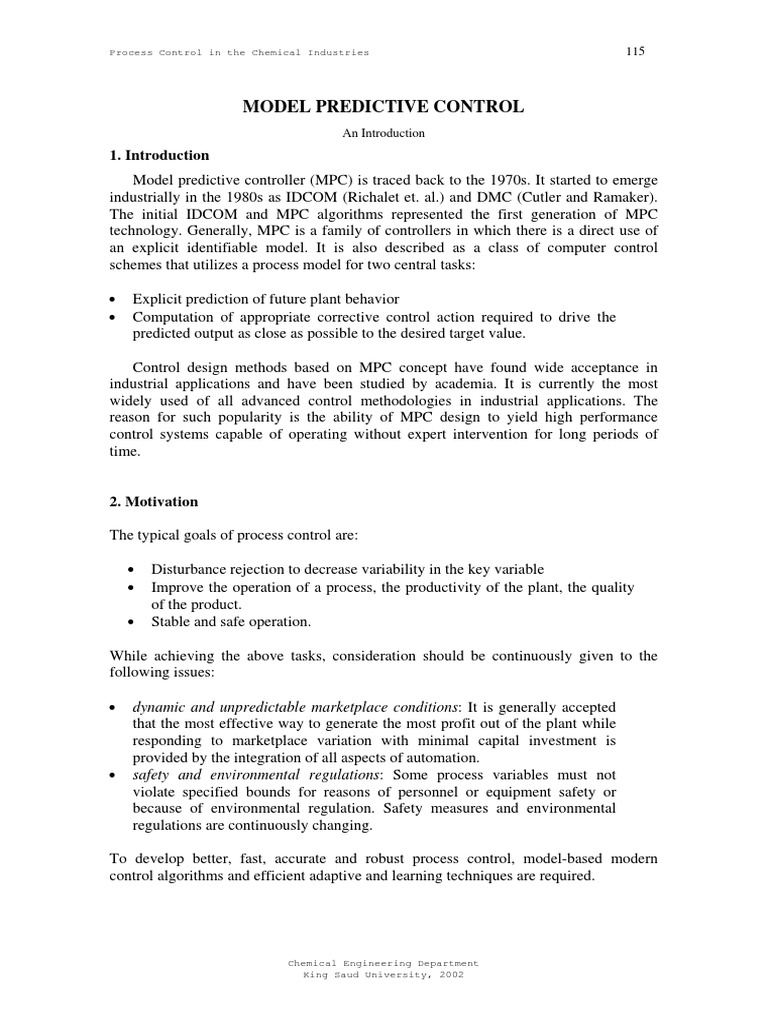 Model Predictive Control | PDF | Control Theory | Mathematical Optimization