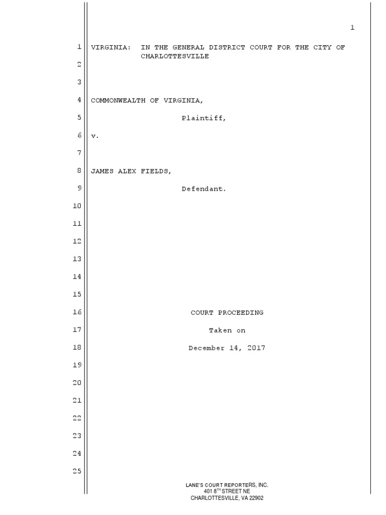 James Fields Dec. 14 Preliminary Hearing Transcript | PDF | Street | Police