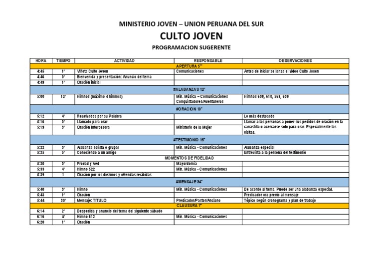 Programa Sugerente CUlto Joven | PDF | Ocio