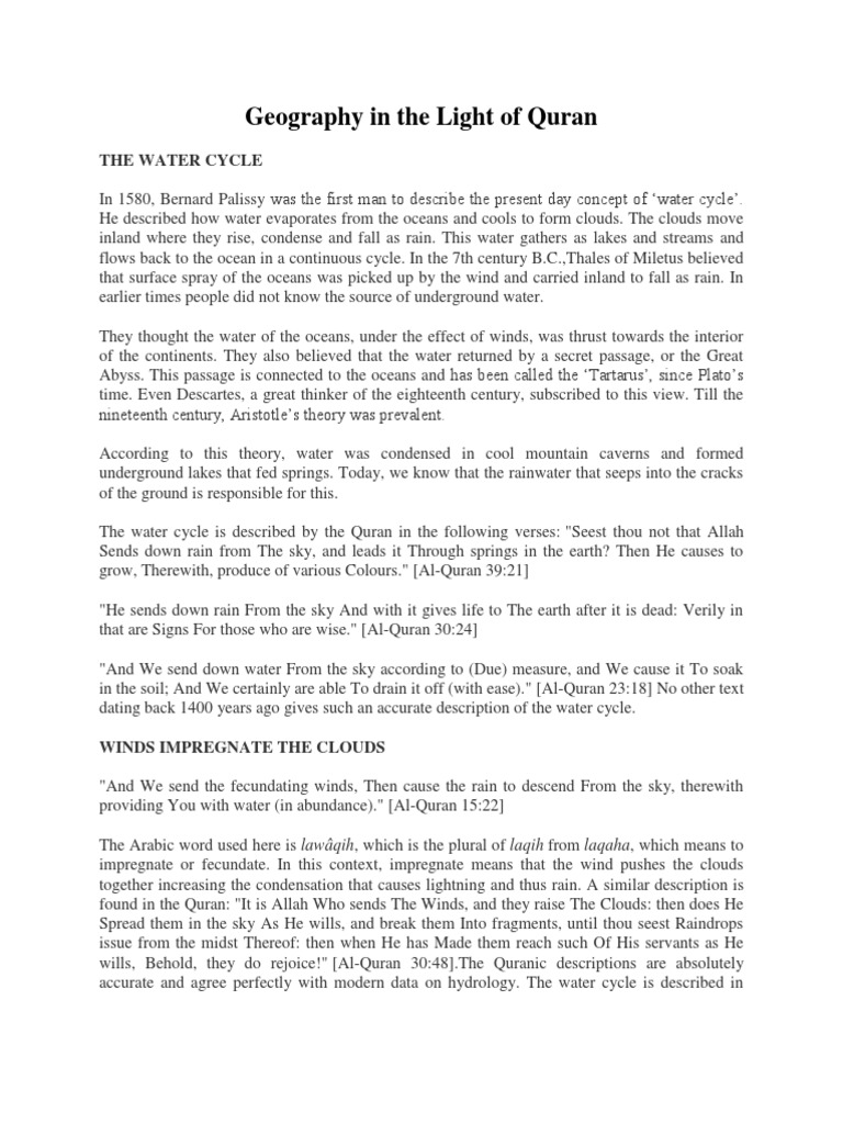 Geography in The Light of Quran | PDF | Water Cycle | Earth