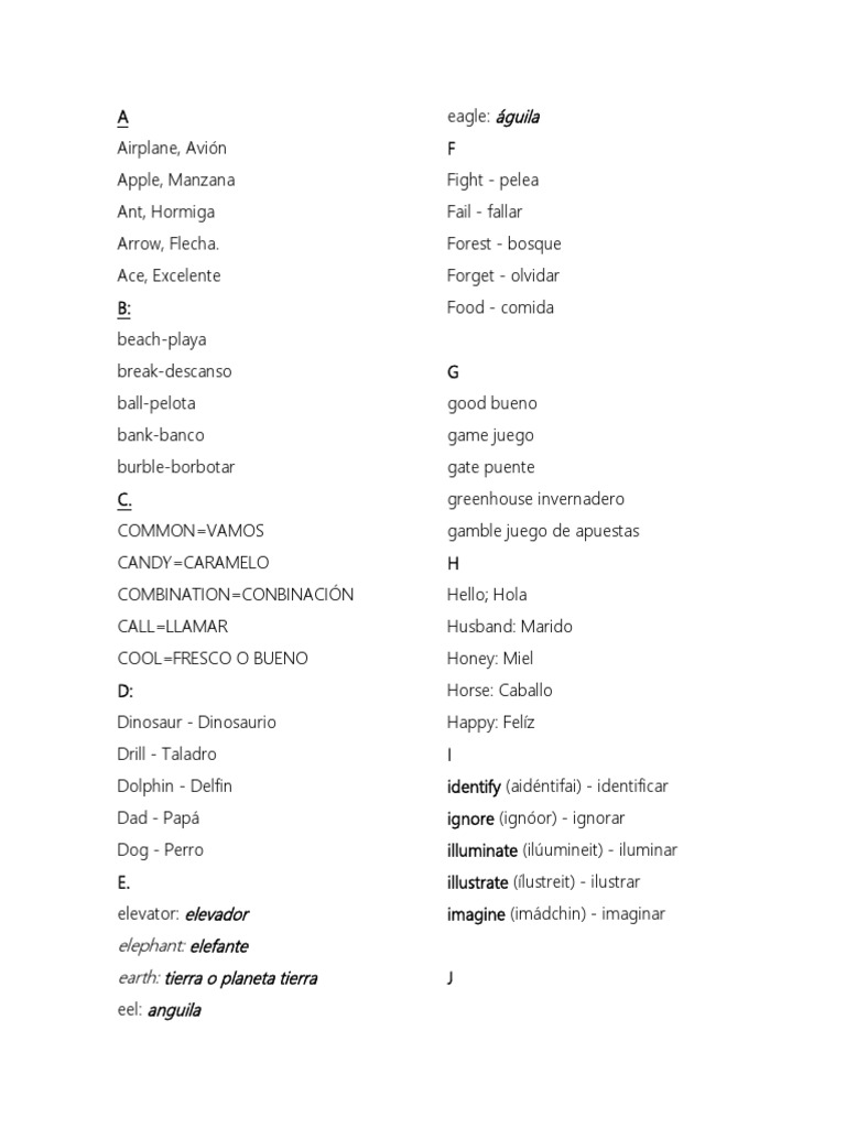 5 PALABRAS Palabras Con Cada Letra Del Abecedario en Ingles y Espanol ...