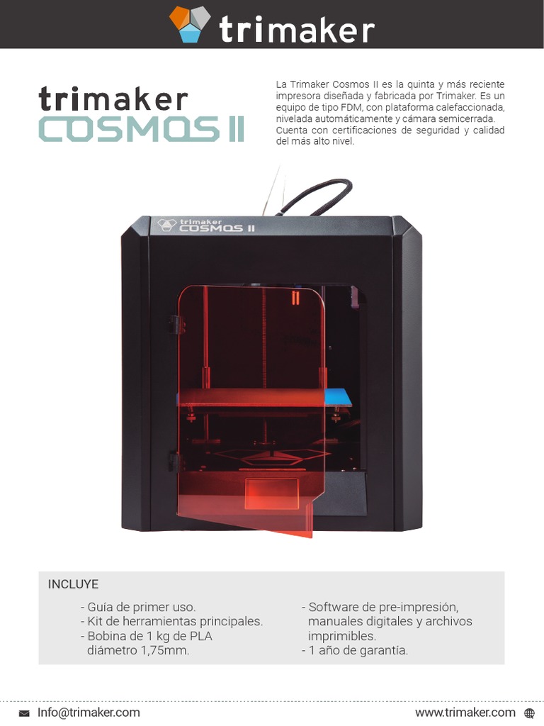 Trimaker Cosmos2 Especificaciones | PDF | Impresora (Computación) | Tornillo