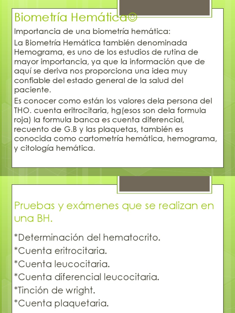 Biometria Hematica (Complete) | PDF | Sangre | Leucocito