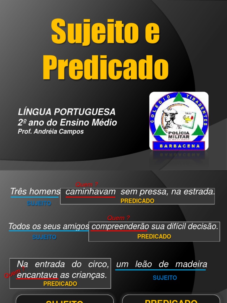 Sujeito e Predicado | PDF | Assunto (gramática) | Predicado (gramática)