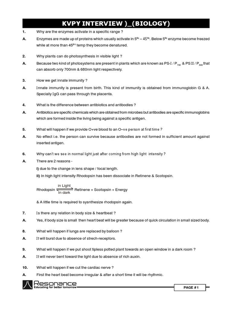 Biology Interview PDF | PDF