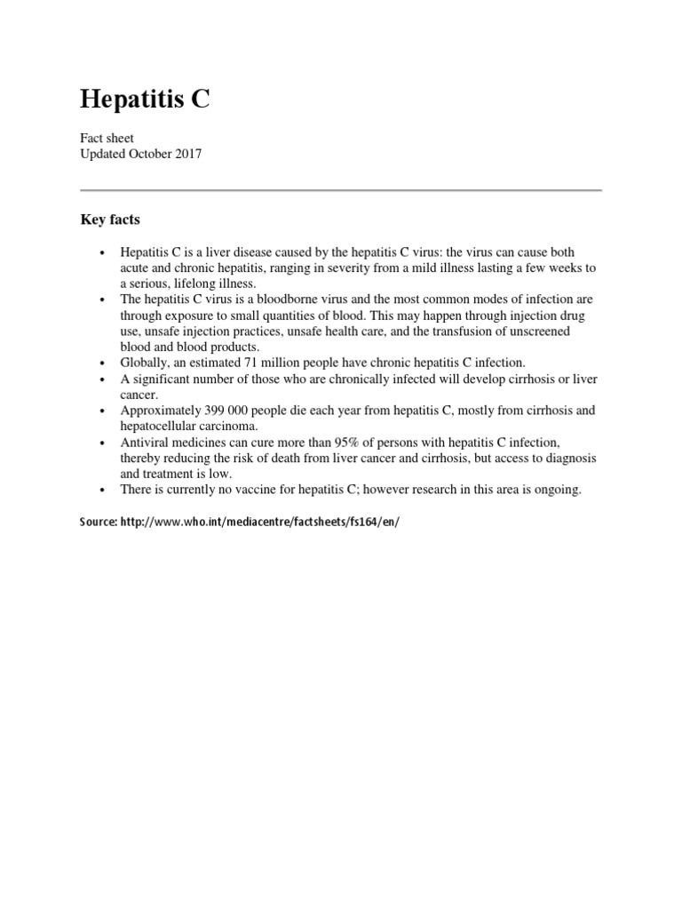 Hepatitis C: Key Facts | PDF