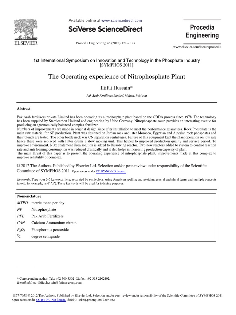 The Operating Experience of Nitrophosphate Plant PDF | PDF | Urea ...