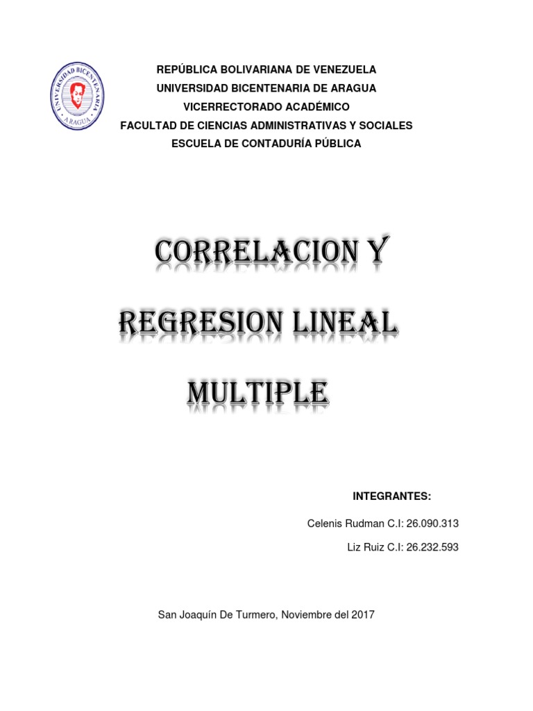 Correlacion y Regresion Lineal Multiple | PDF | Regresión lineal | Análisis de regresión