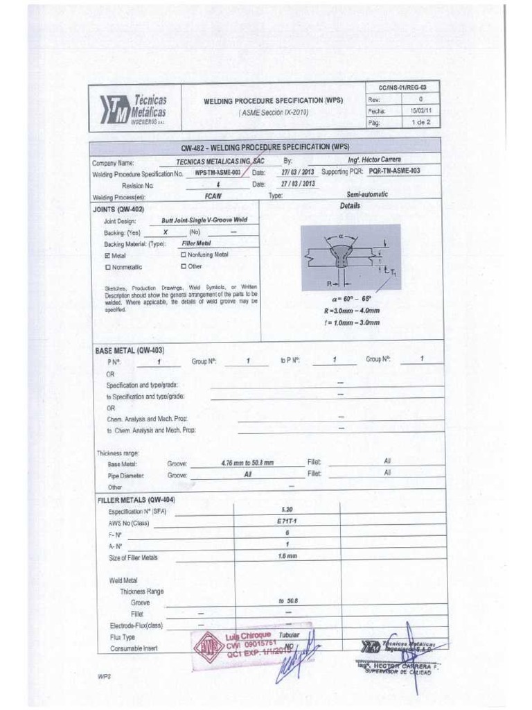 Wps Asme Ix Fcaw.. | PDF