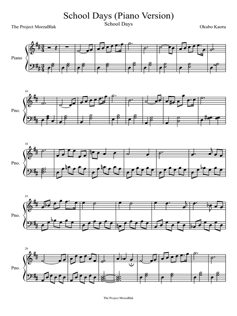 School Days Piano Sheet Music | PDF