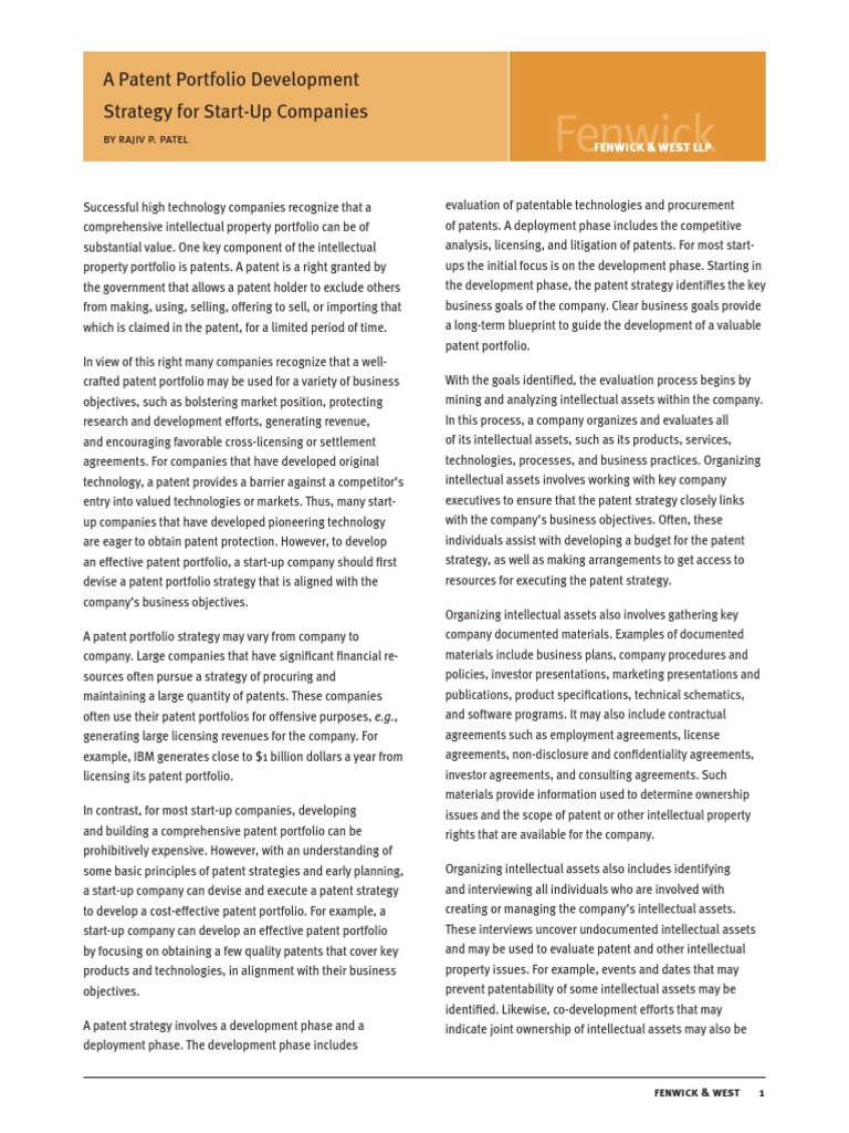 A Patent Portfolio Development Strategy | PDF | Patent Application ...