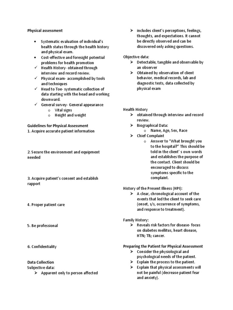 Handout - Physical Assessment | PDF | Physical Examination | Abdomen