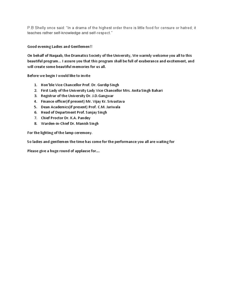 Good Evening Ladies and Gentlemen | PDF