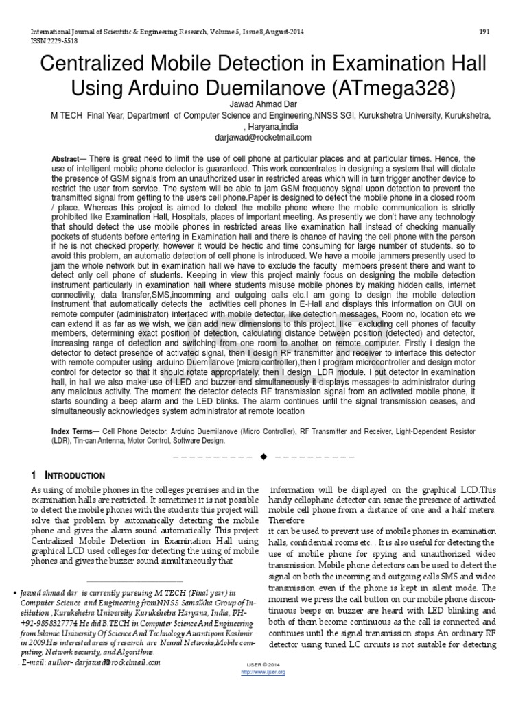Centralized Mobile Detection in Examination Hall Using Arduino PDF ...