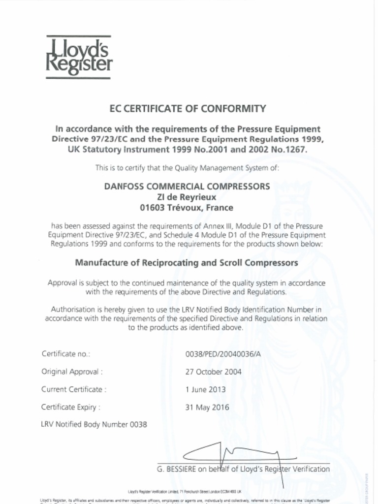 EC Certificate of Conformity | PDF