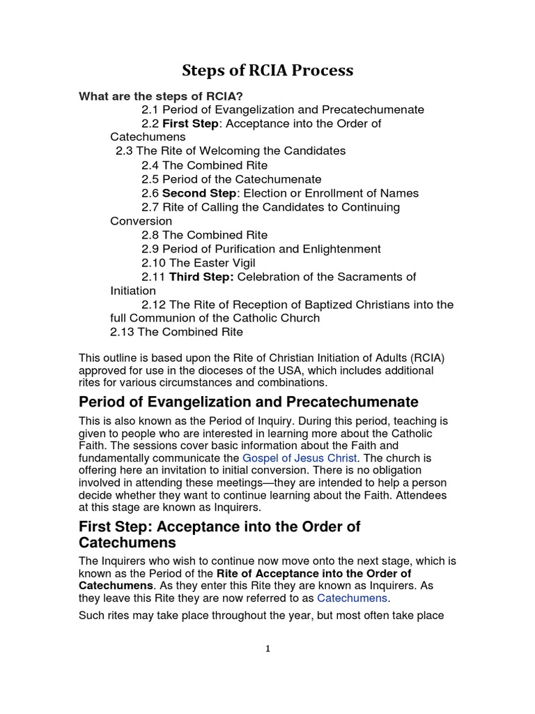 Steps of RCIA | PDF | Catholic Theology And Doctrine | Mass (Liturgy)