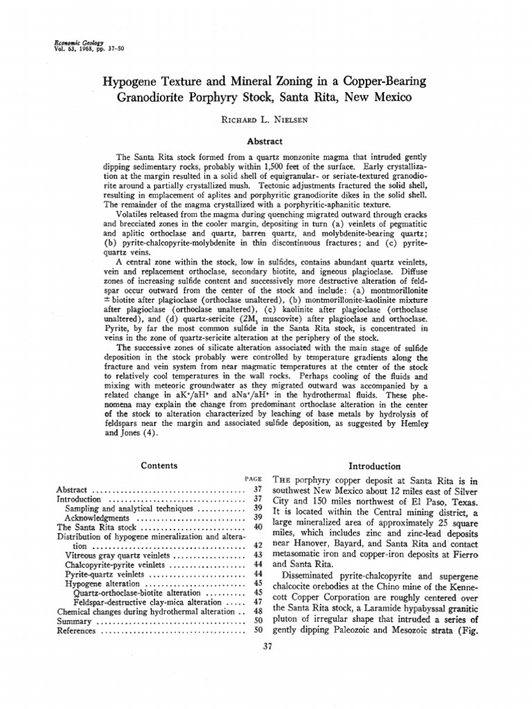 1968 Hypogene Texture and Mineral Zoning in A Copper Granodiorite ...