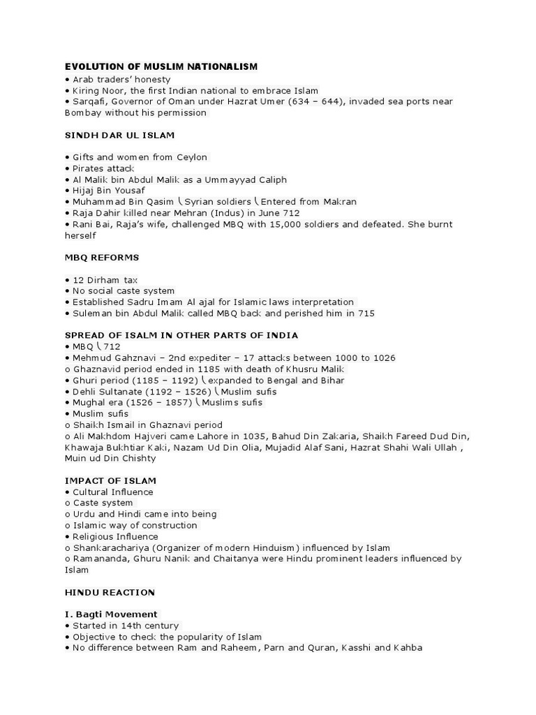 PA Notes | PDF | Two Nation Theory | Muhammad Ali Jinnah