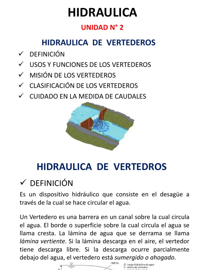 [2] Hidraulica de Vertederos | Descarga (hidrología) | Agua