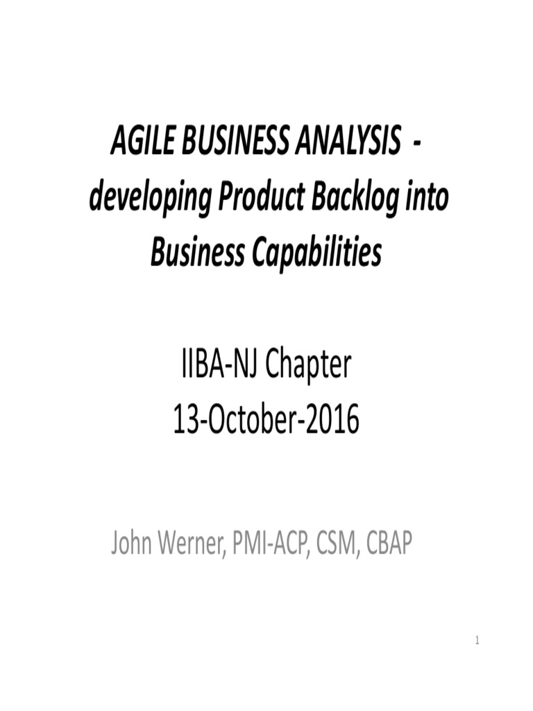 Agile Business Analysis - Developing Product Backlog Into Business ...