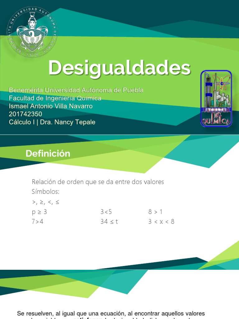 Desigualdades o Inecuaciones | PDF | Desigualdad (Matemáticas) | Matemática Elemental