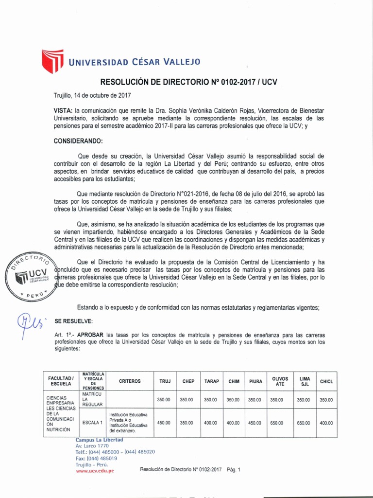 Escalas UCV | PDF | Universidad | Lima