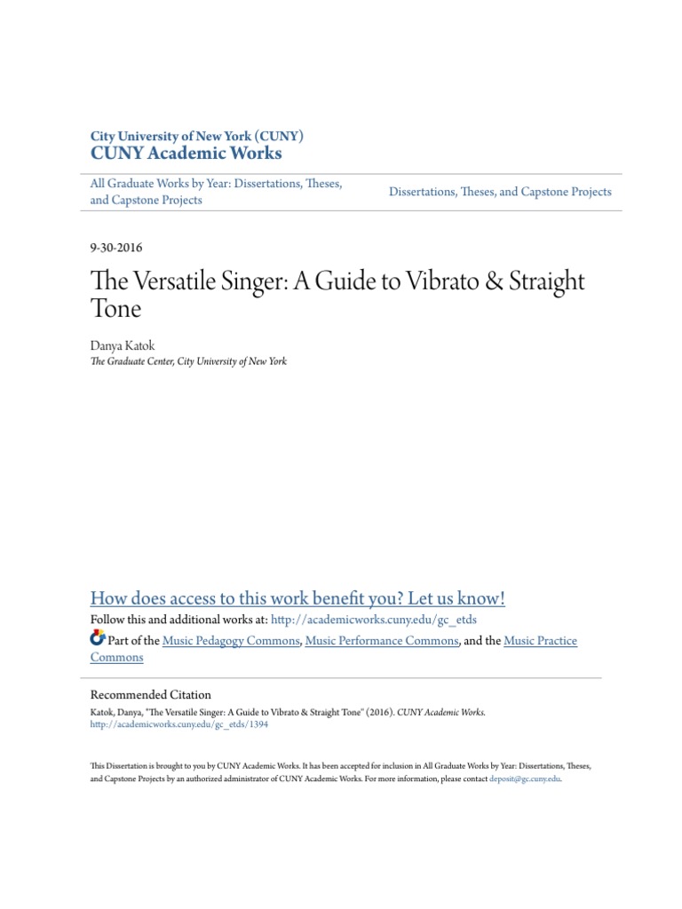 The Versatile Singer - A Guide To Vibrato & Straight Tone | PDF ...