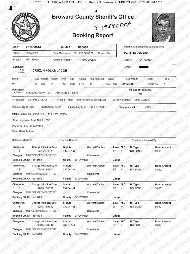 18001958CF10A - CRUZ, NIKOLAS JACOB - Arrest Paperwork | PDF