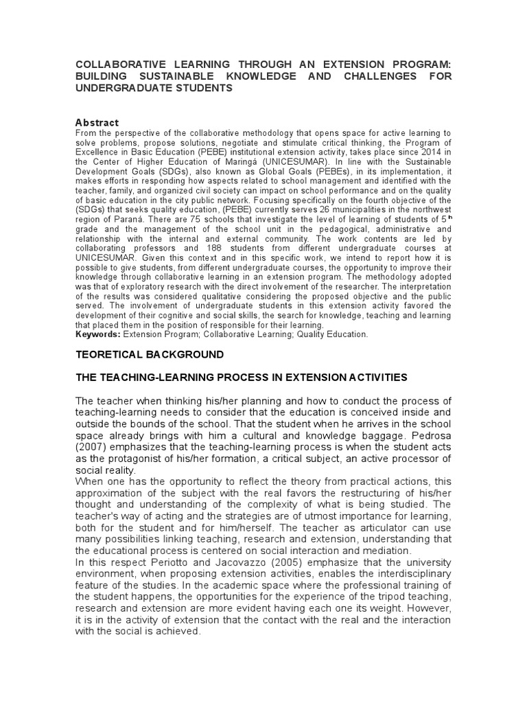 Collaborative Learning Through An Extension Program Building ...