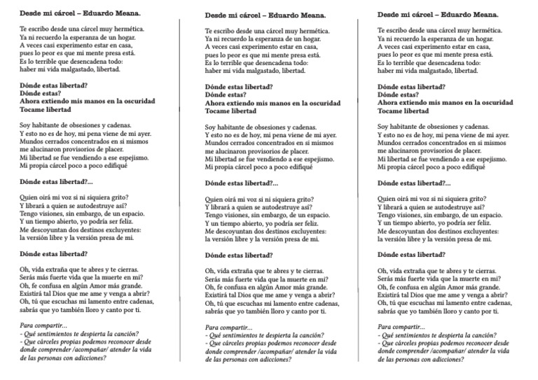 Desde Mi Carcel Letra PDF | PDF