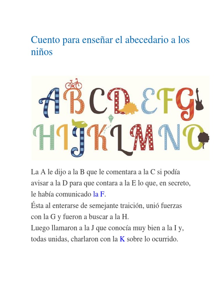Cuento para Enseñar El Abecedario A Los Niños | PDF | Ocio