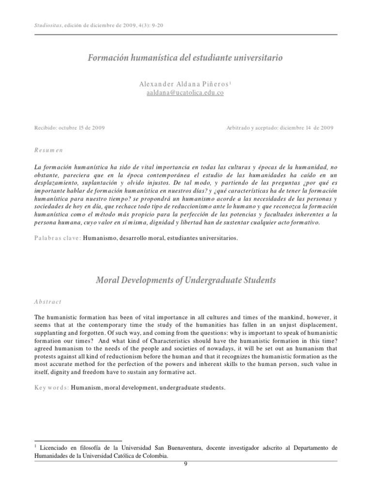 Formacion Humanistica Del Estudiante Universitario | PDF | Humanidades | Homo Sapiens