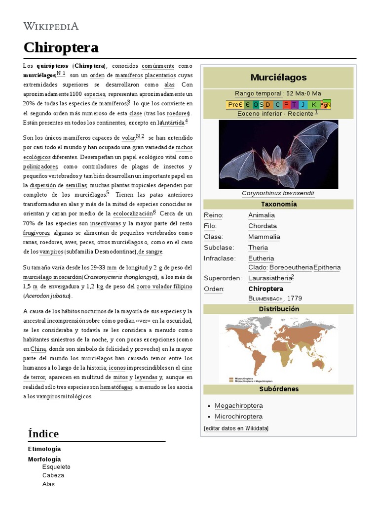 Chiroptera | PDF | Murciélago | Naturaleza