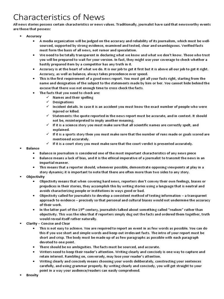 Characteristics of News | News | Journalism