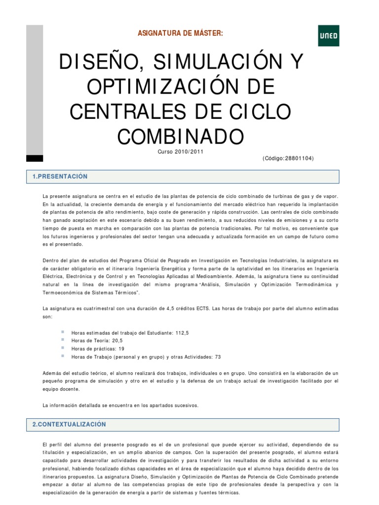 Diseño y Simulacion de Centrales de Ciclo Combinado | PDF | Generación ...
