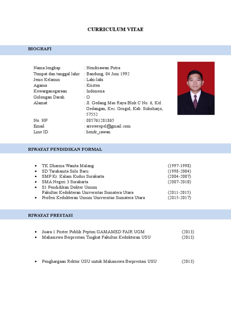 Curriculum Vitae Putra | PDF